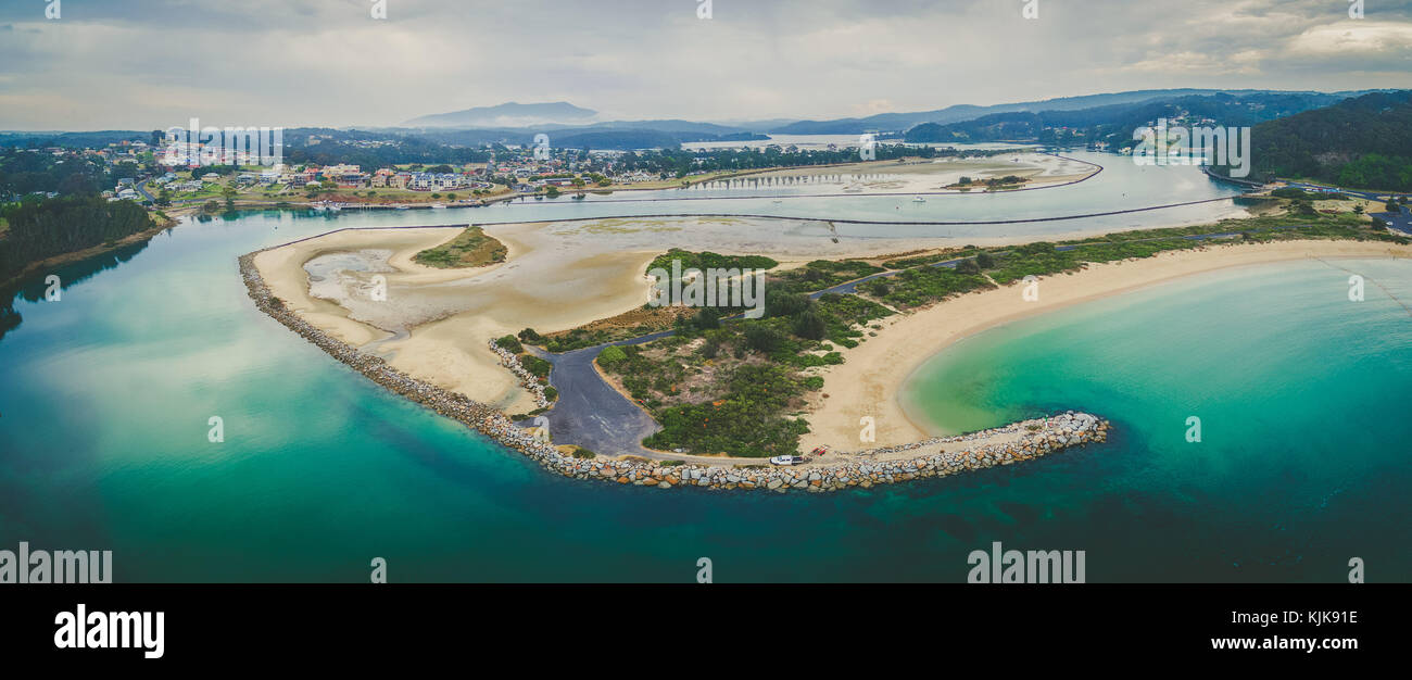 Aerial panorama of beautiful Narooma inlet,NSW, Australia Stock Photo ...