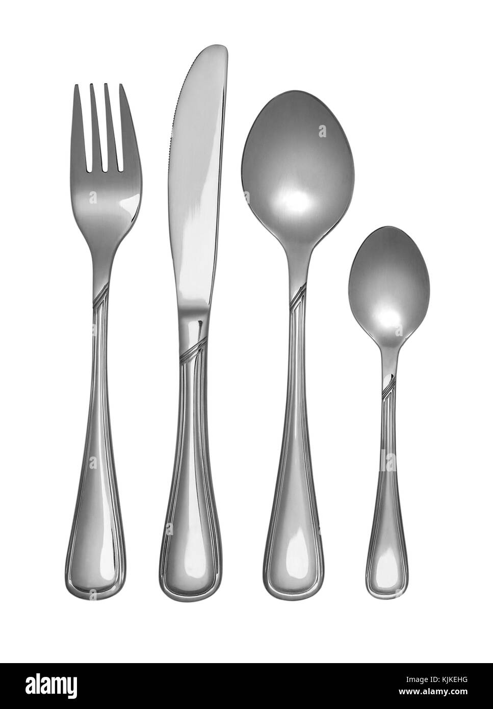 Cutlery set with Fork, Knife and Spoon isolated Stock Photo - Alamy