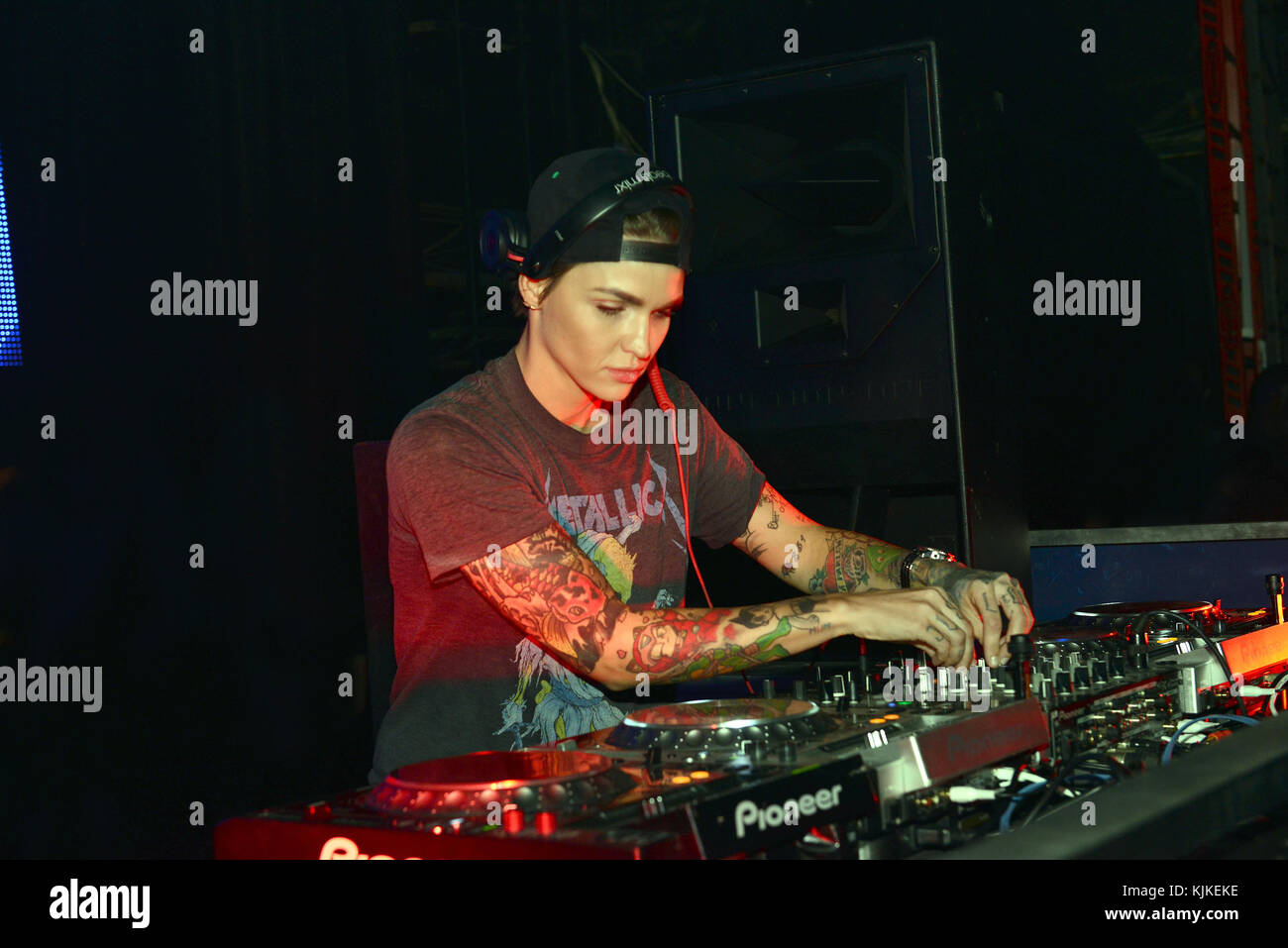 MIAMI BEACH, FL - JANUARY 09: Ruby Rose DJ's at the grand opening of ...