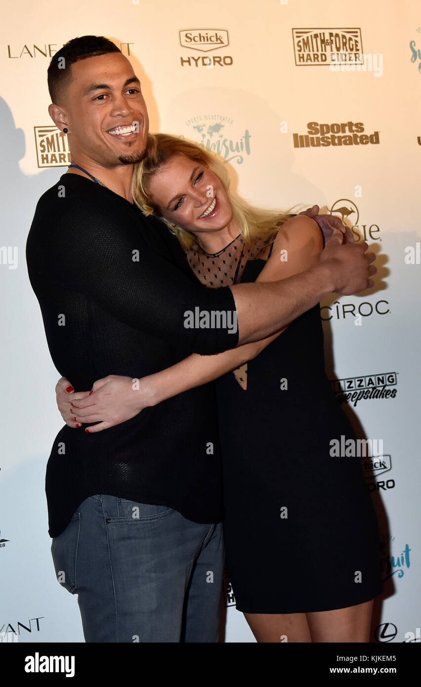 MIAMI BEACH, FL - FEBRUARY 17: Giancarlo Stanton, Erin Heatherton ...