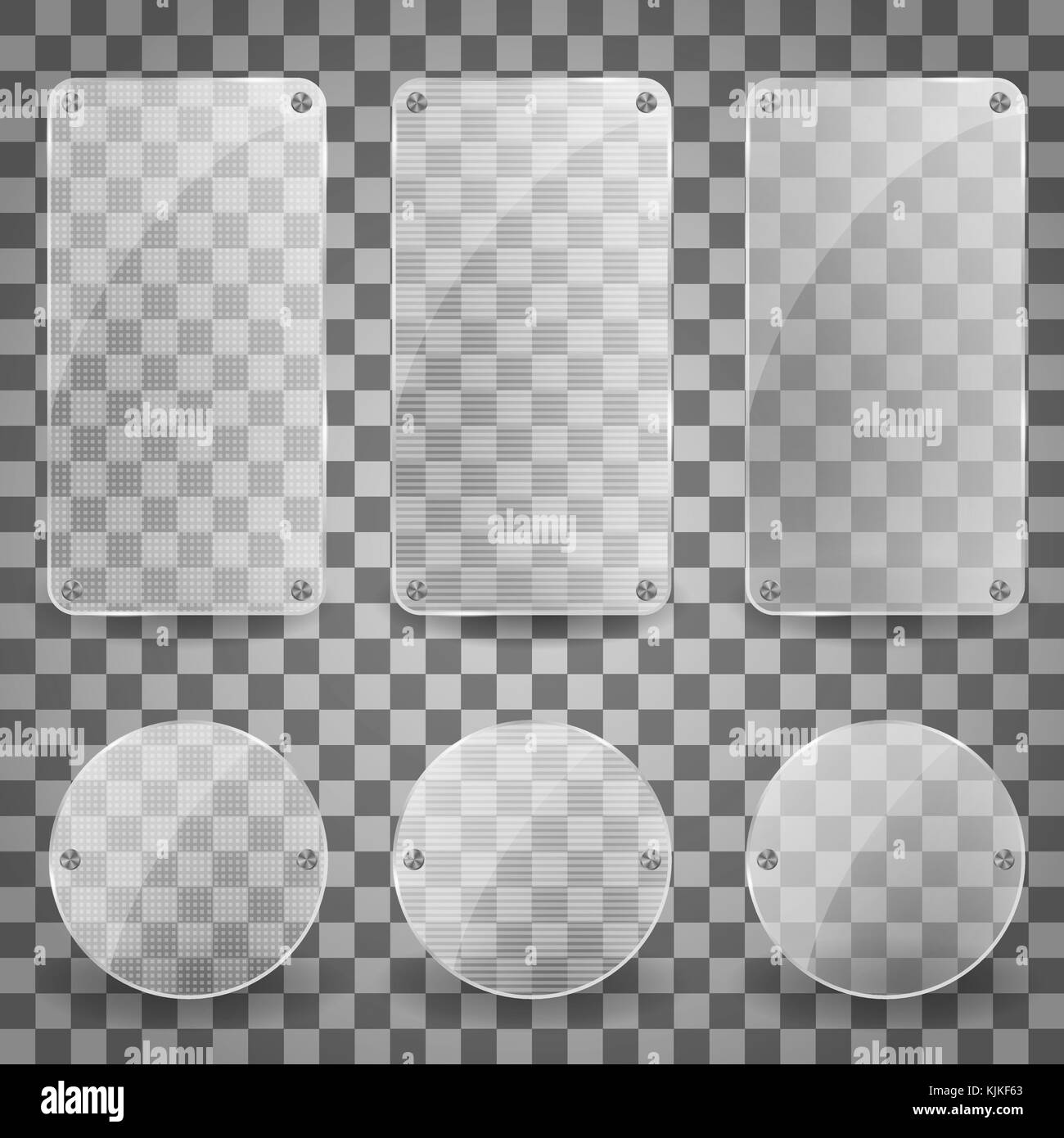 Set of Realistic Vector Glass Plate. shiny reflecting square banner ...