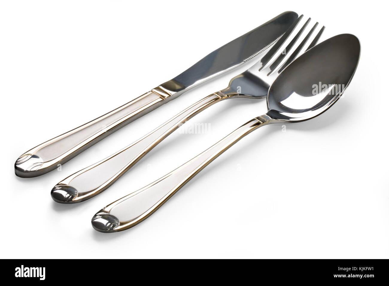 Cutlery set with Fork, Knife and Spoon isolated. with clipping path ...