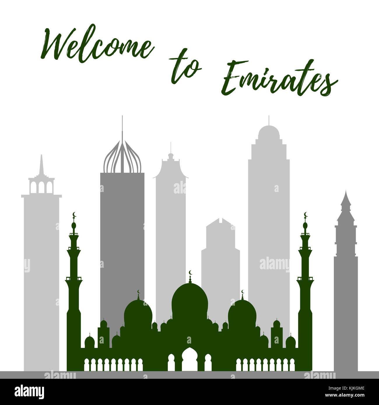 Vector illustration of United Arab Emirates skyscrapers silhouette ...