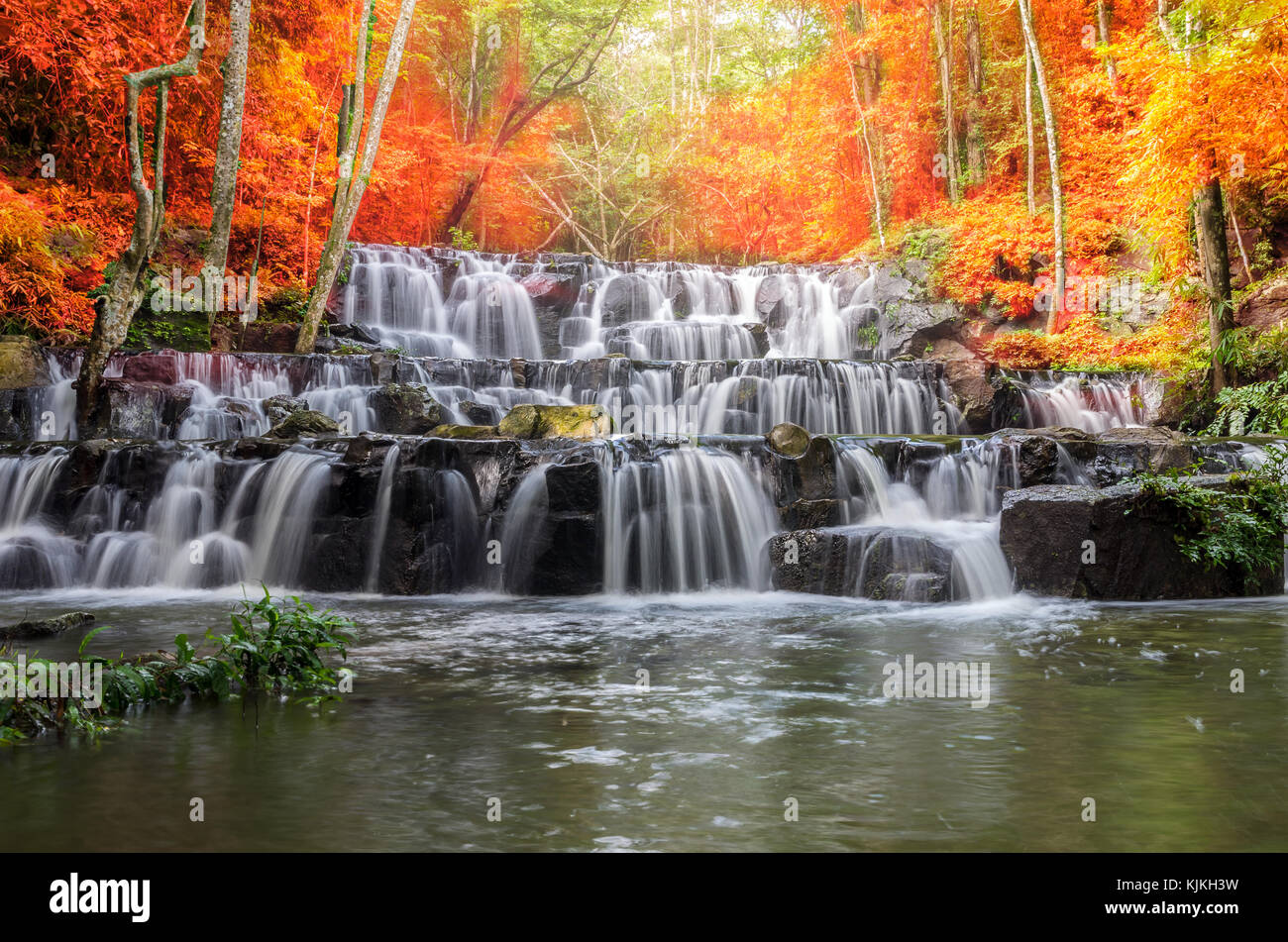 Beautiful waterfall in the forest, Sam lan waterfall, Thailand Stock ...