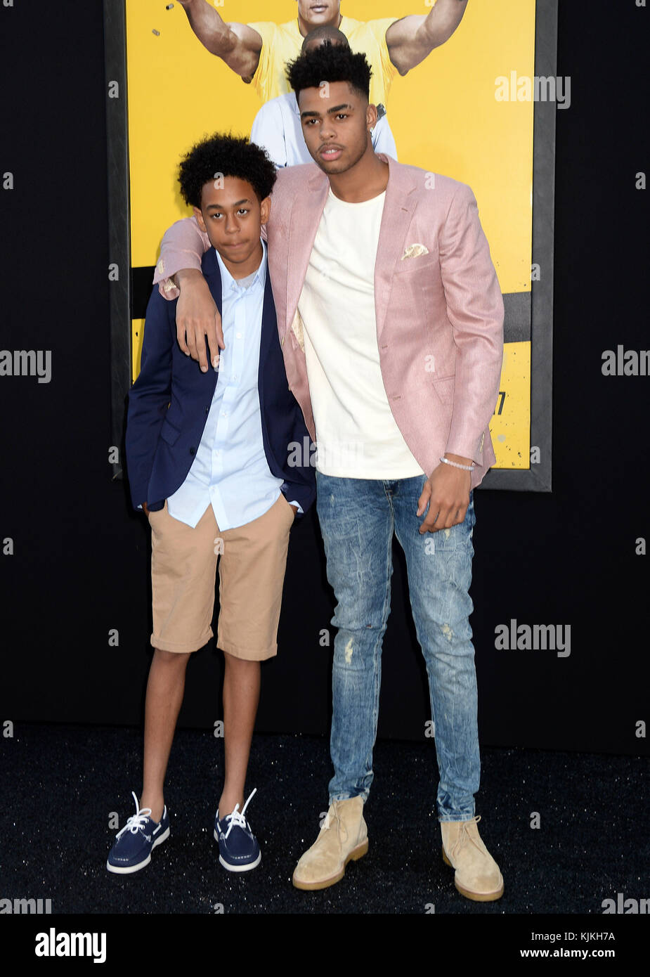 WESTWOOD, CA - JUNE 10: D'Angelo Russell and brother arrives at the Los ...