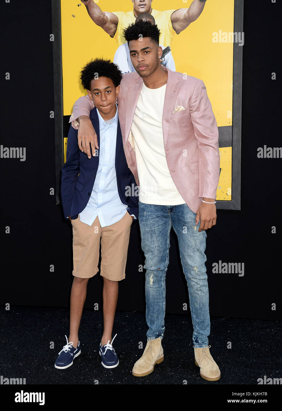 WESTWOOD, CA - JUNE 10: D'Angelo Russell and brother arrives at the Los ...
