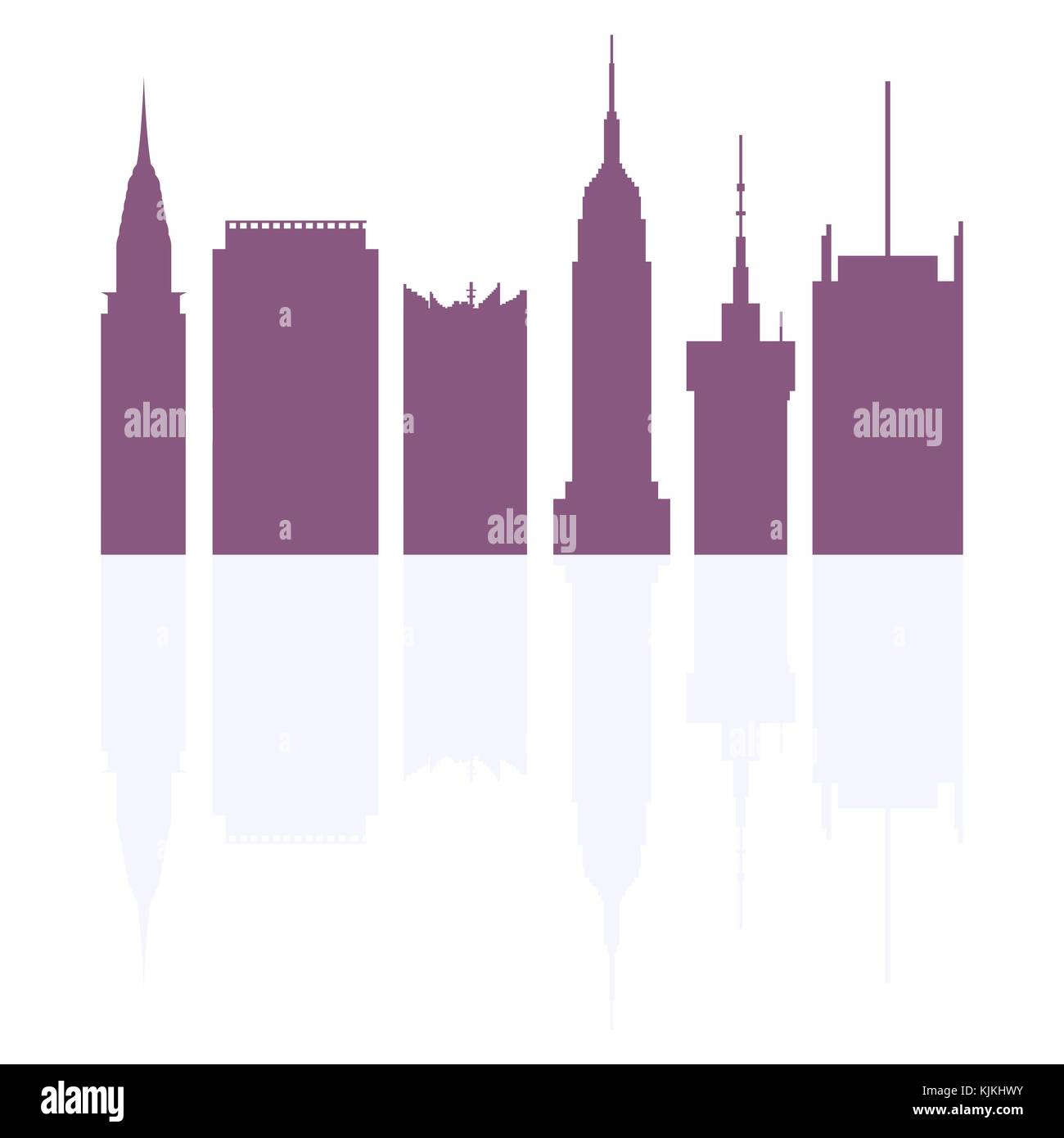Silhouettes of modern buildings in the USA. Tall buildings, skyscrapers ...