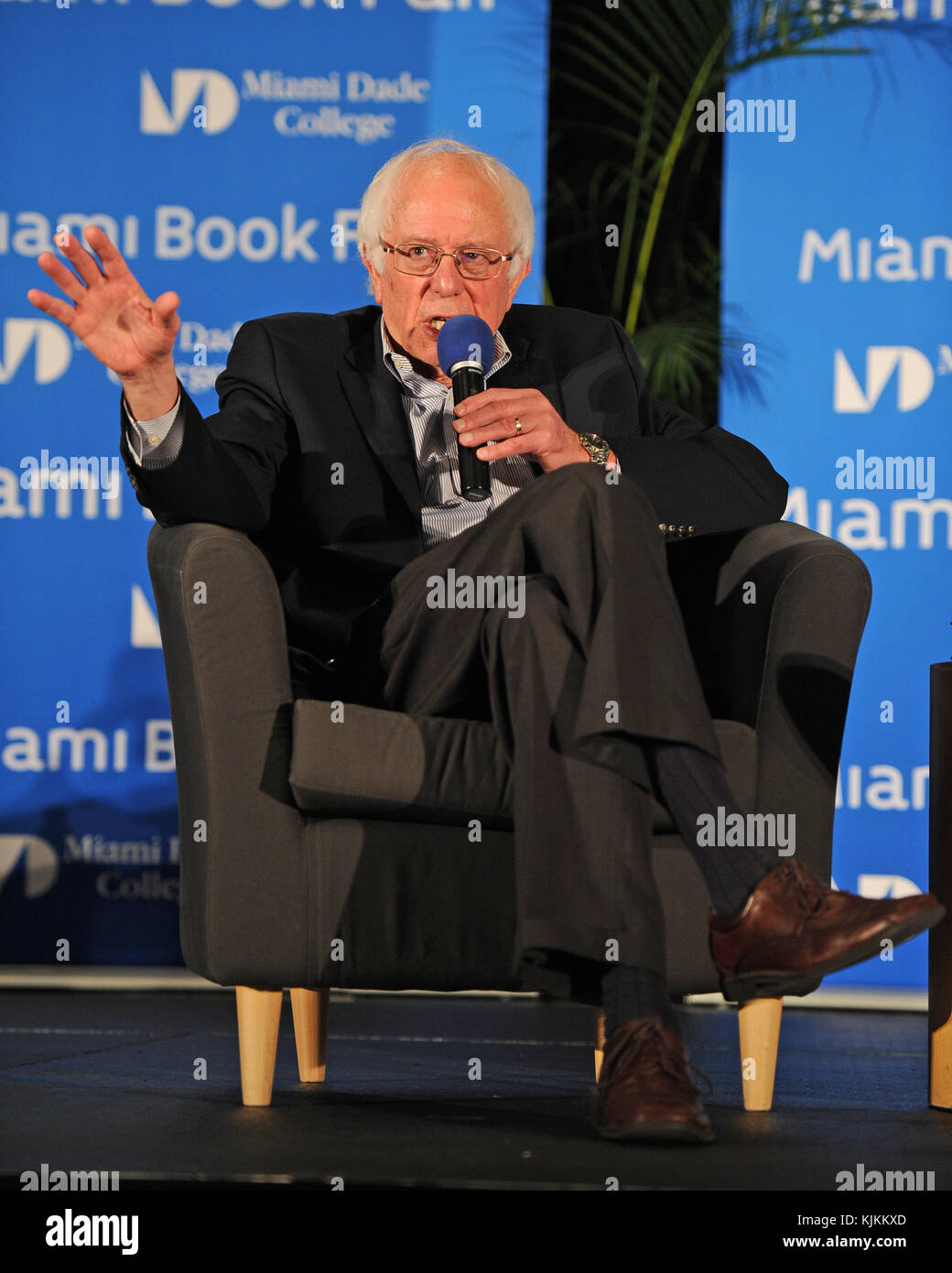 MIAMI, FL - NOVEMBER 19: Bernie Sanders speaks during the Miami Book ...