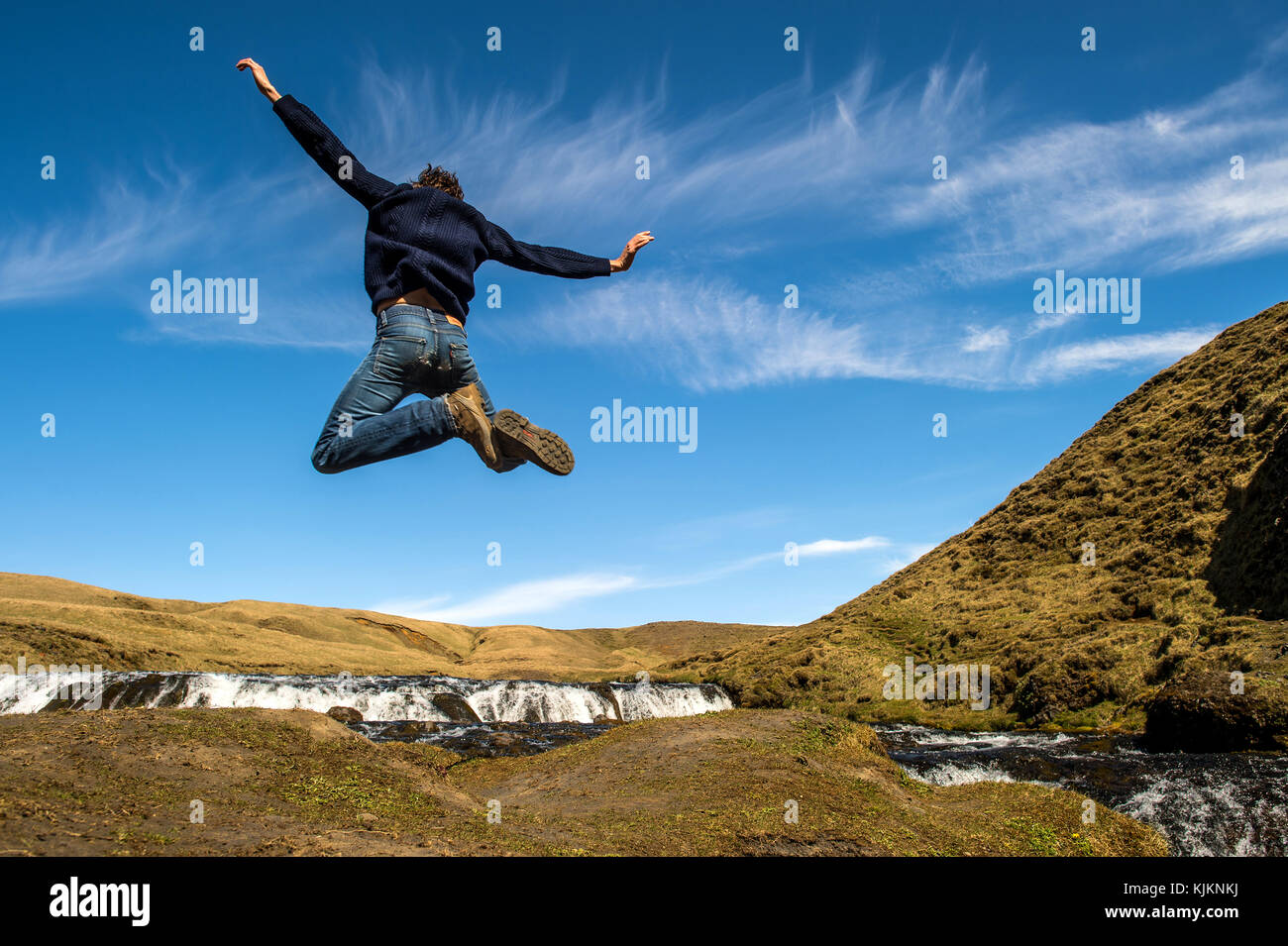 Jumping into waterfall hi-res stock photography and images - Alamy