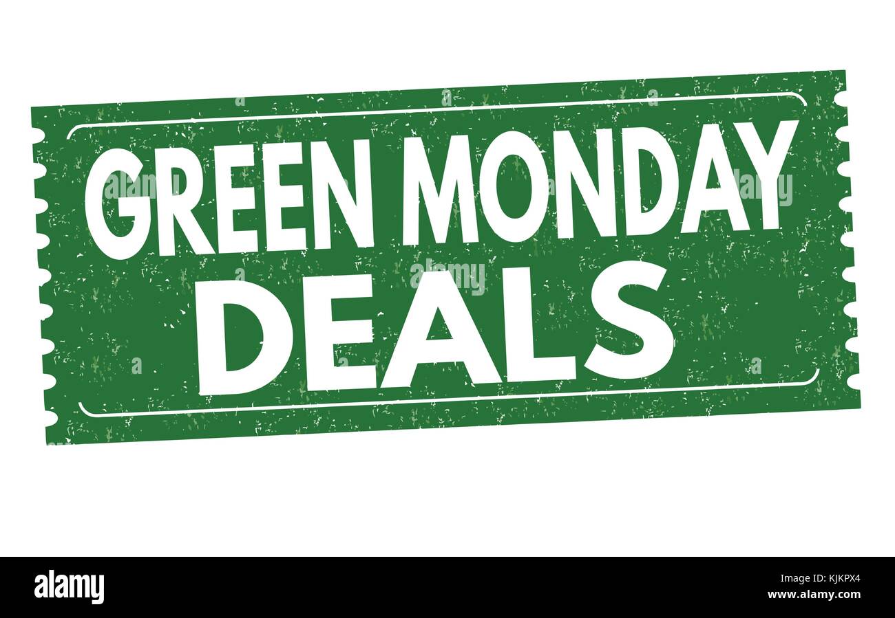Green monday deals grunge rubber stamp on white background, vector ...