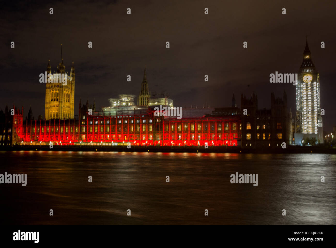 The Houses of Parliament lit red to highlight religious persecution ...