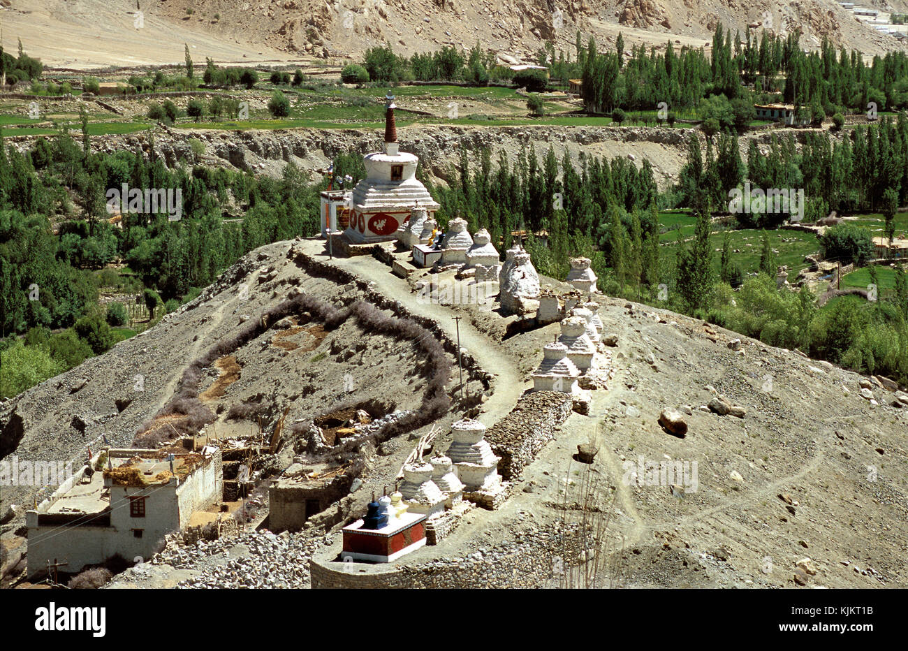 Phyang buddhist monastery. Ladakh. Chšrtens (stupas). India Stock Photo ...