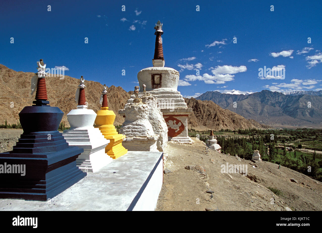 Phyang buddhist monastery. Ladakh. Chšrtens (stupas). India Stock Photo ...