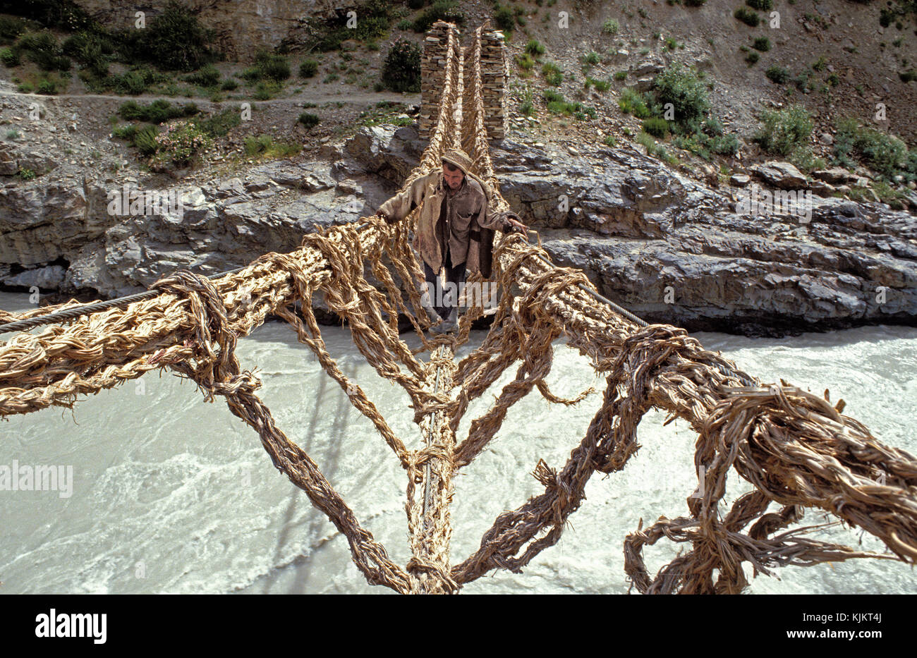 Rope bridge in Zanskar. India Stock Photo - Alamy