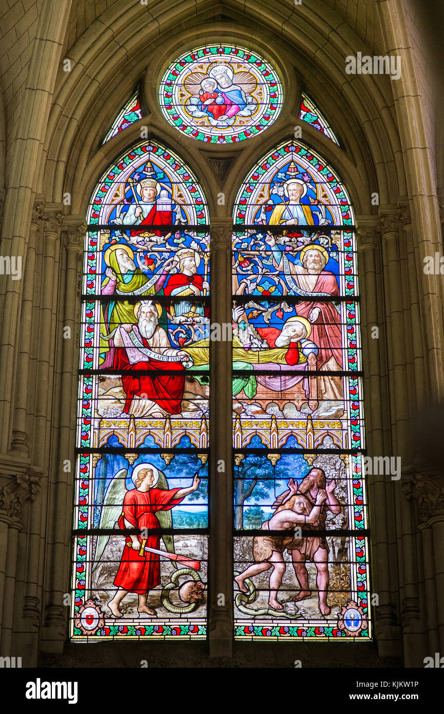 Stained glass in Saint-AndrŽ-de-l'Europe church. Paris. France Stock ...