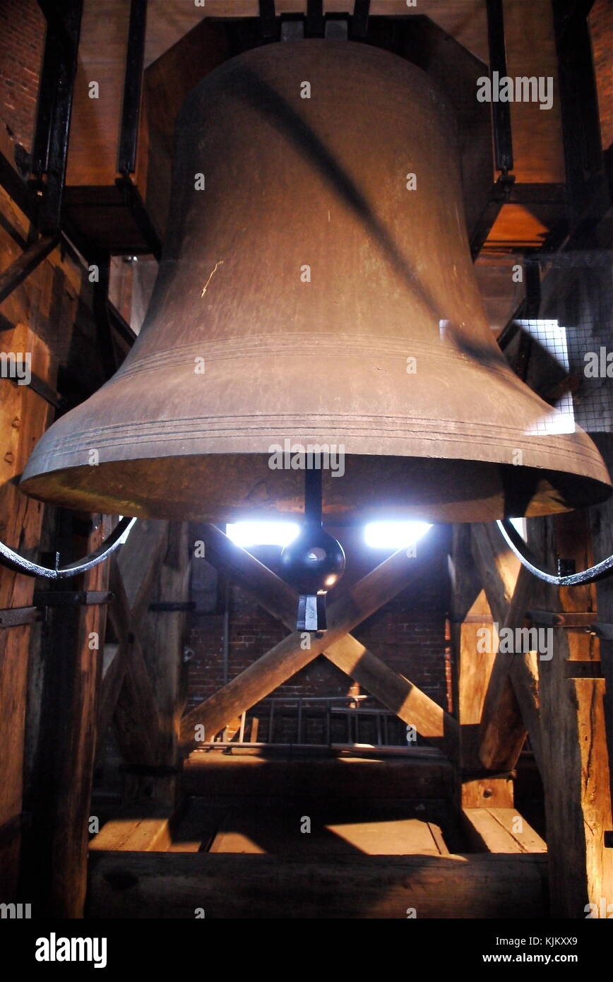Bells mechanism at Bruges bell tower, Belgium Stock Photo - Alamy