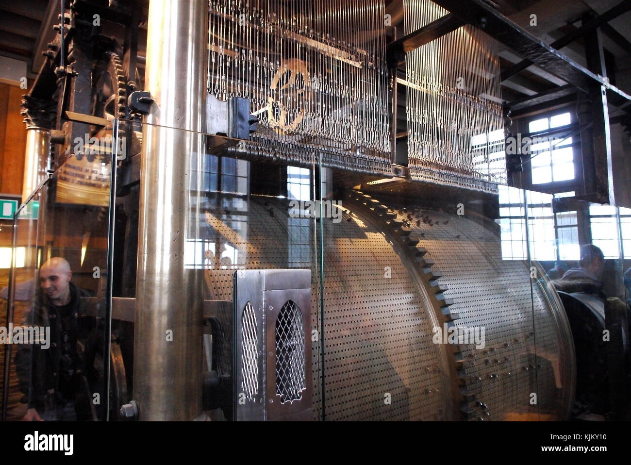 Bells mechanism at Bruges bell tower, Belgium Stock Photo - Alamy