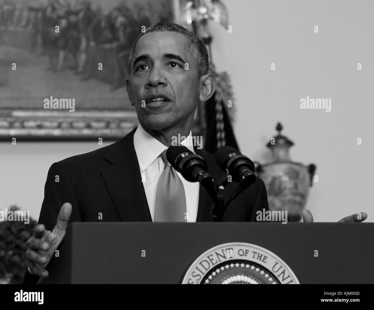 WASHINGTON, DC - JANUARY 17: U.S. President Barack Obama delivers a ...
