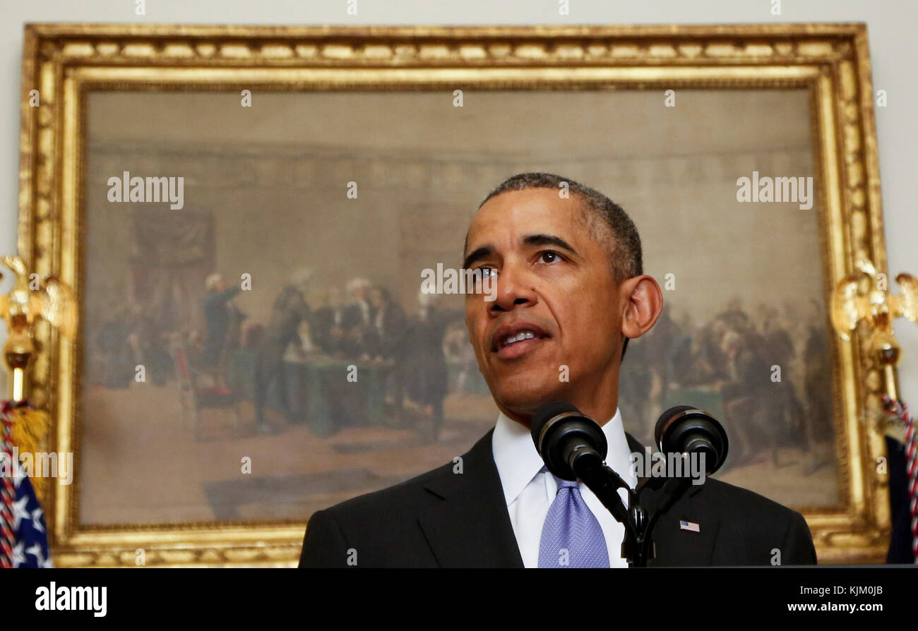 WASHINGTON, DC - JANUARY 17: U.S. President Barack Obama delivers a ...