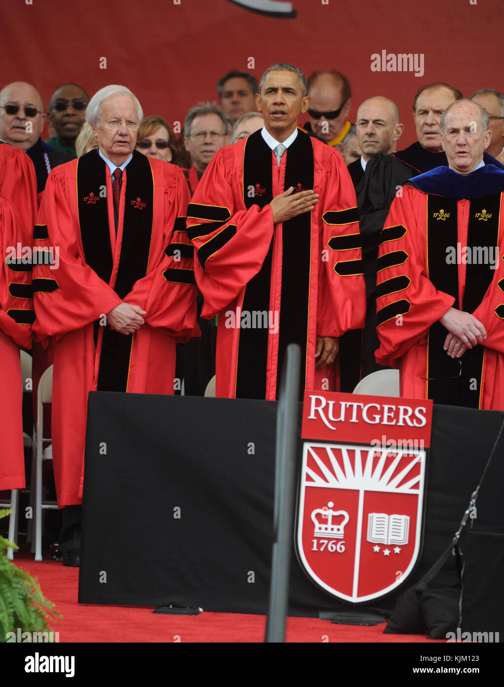 NEW BRUNSWICK, NJ - MAY 15: President Barack Obama receives honory ...