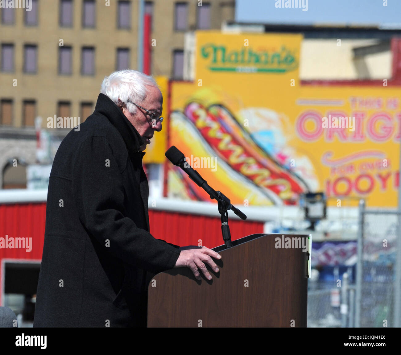 BROOKLYN, NEW YORK - APRIL 10: Bernie Sanders speaks during his rally ...