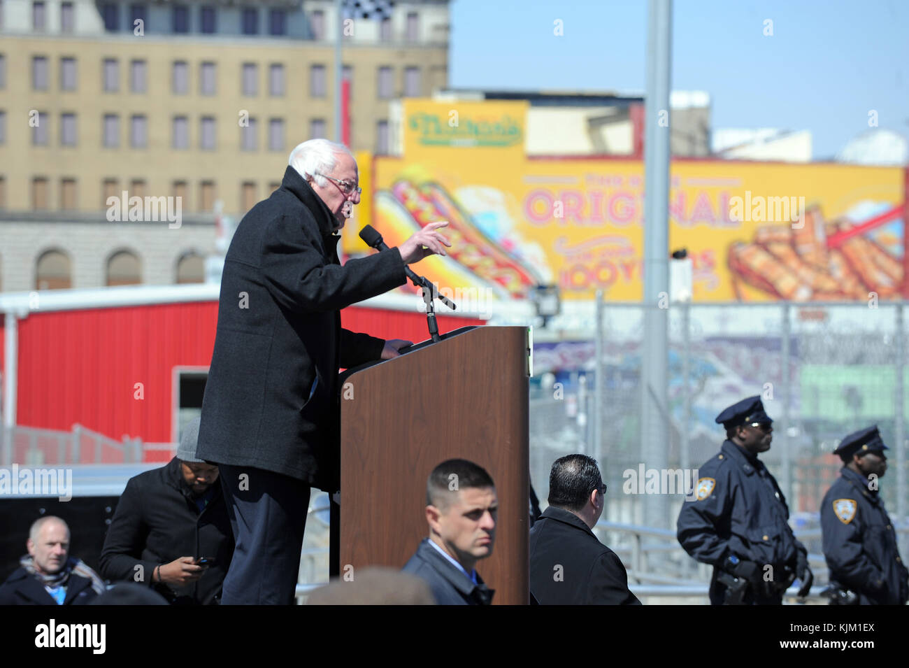 BROOKLYN, NEW YORK - APRIL 10: Bernie Sanders speaks during his rally ...