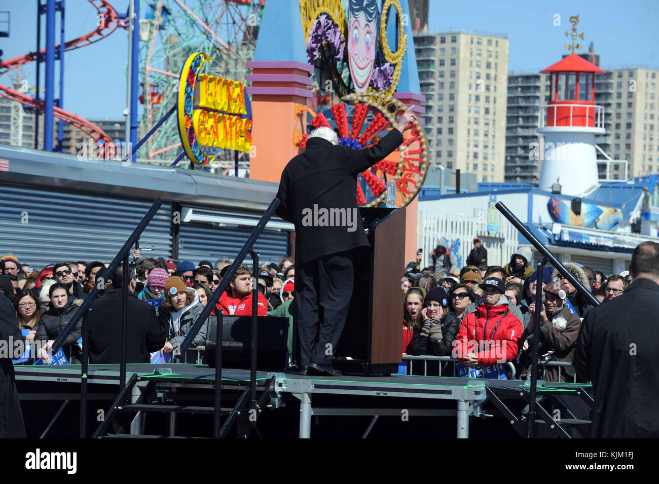 BROOKLYN, NEW YORK - APRIL 10: Bernie Sanders speaks during his rally ...