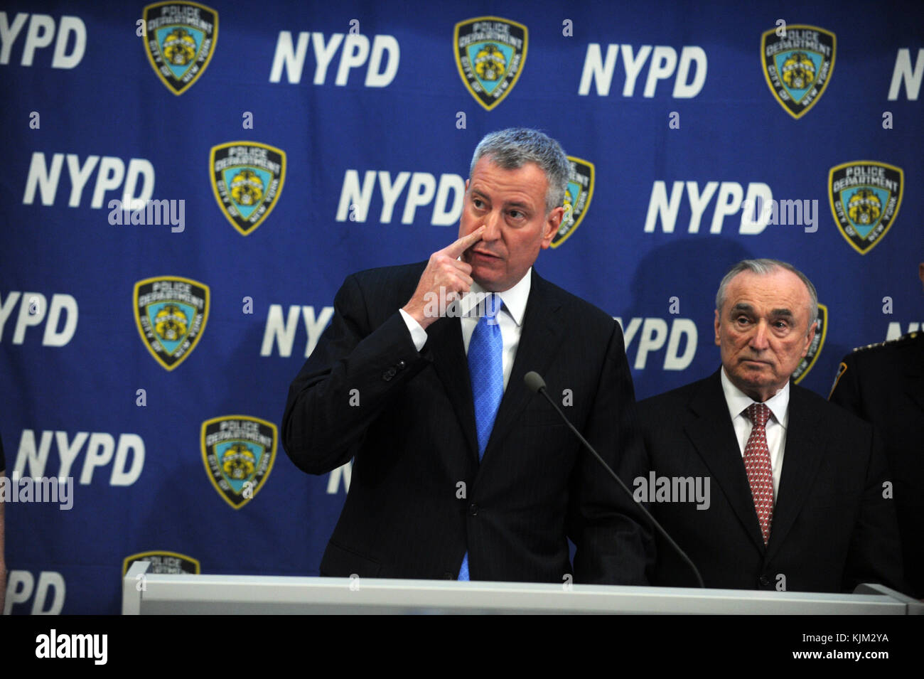 NEW YORK, NY - FEBRUARY 23: New York Mayor Bill de Blasio and Police ...