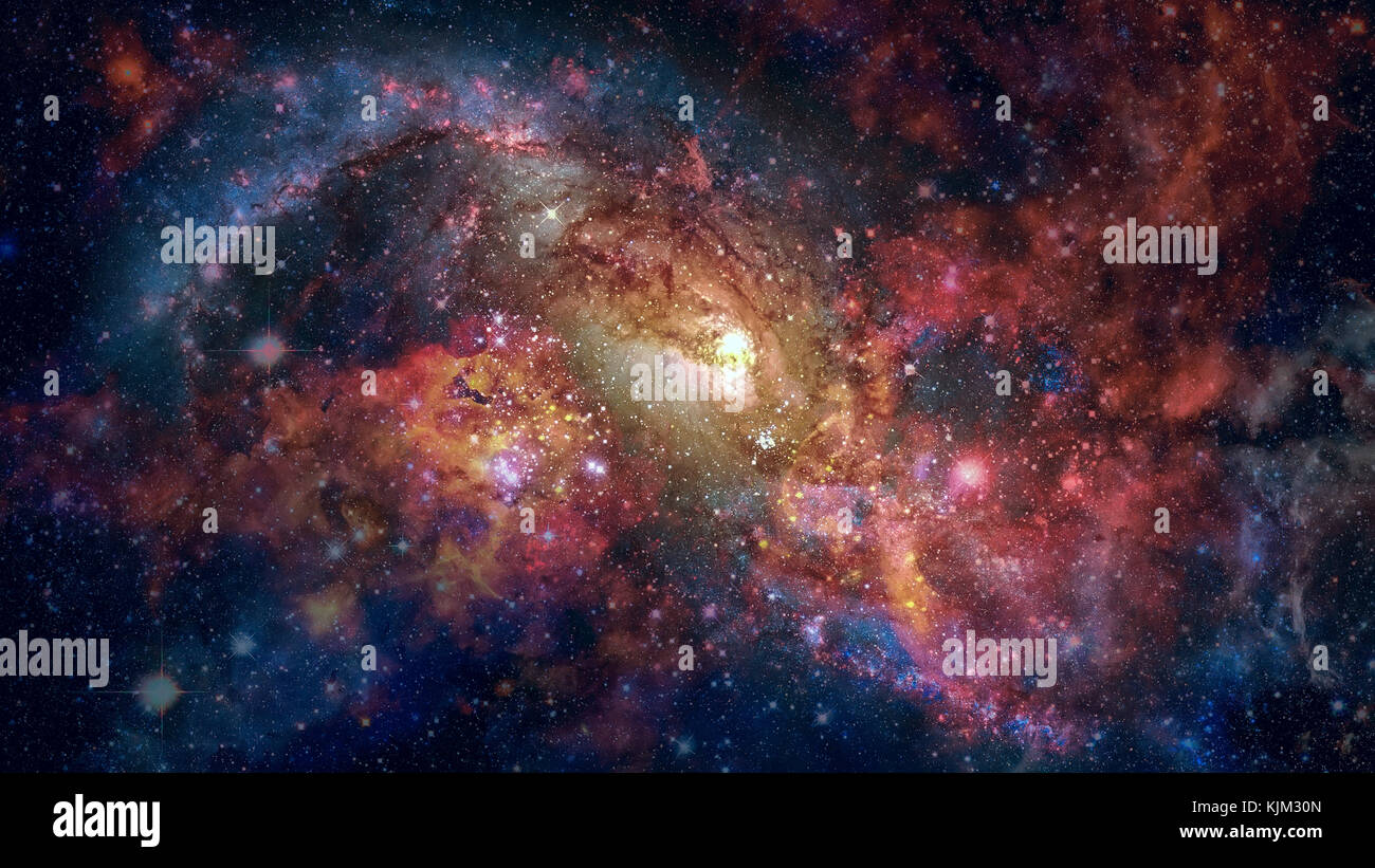 Nebula and spiral galaxies in space. Elements of this image furnished ...