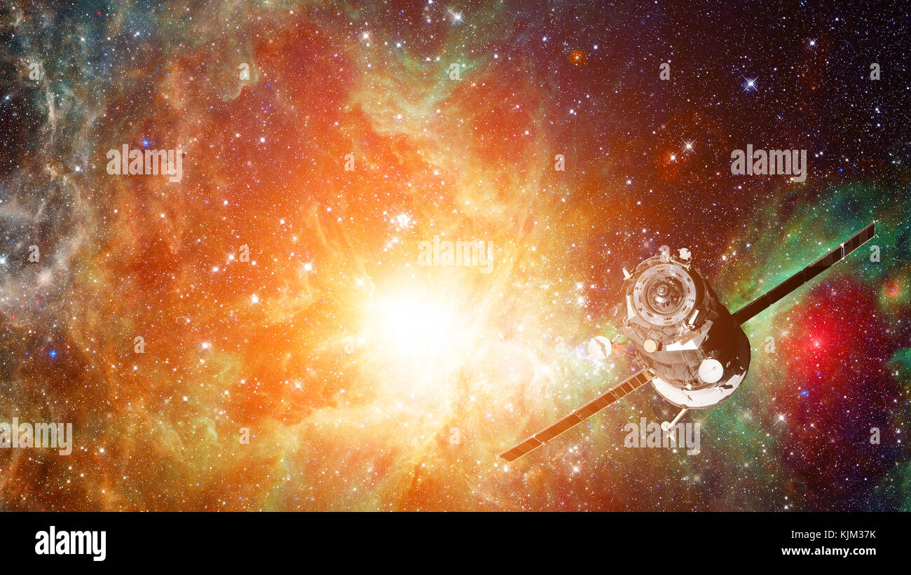 Spacecraft Launch Into Space. Elements of this image furnished by NASA ...