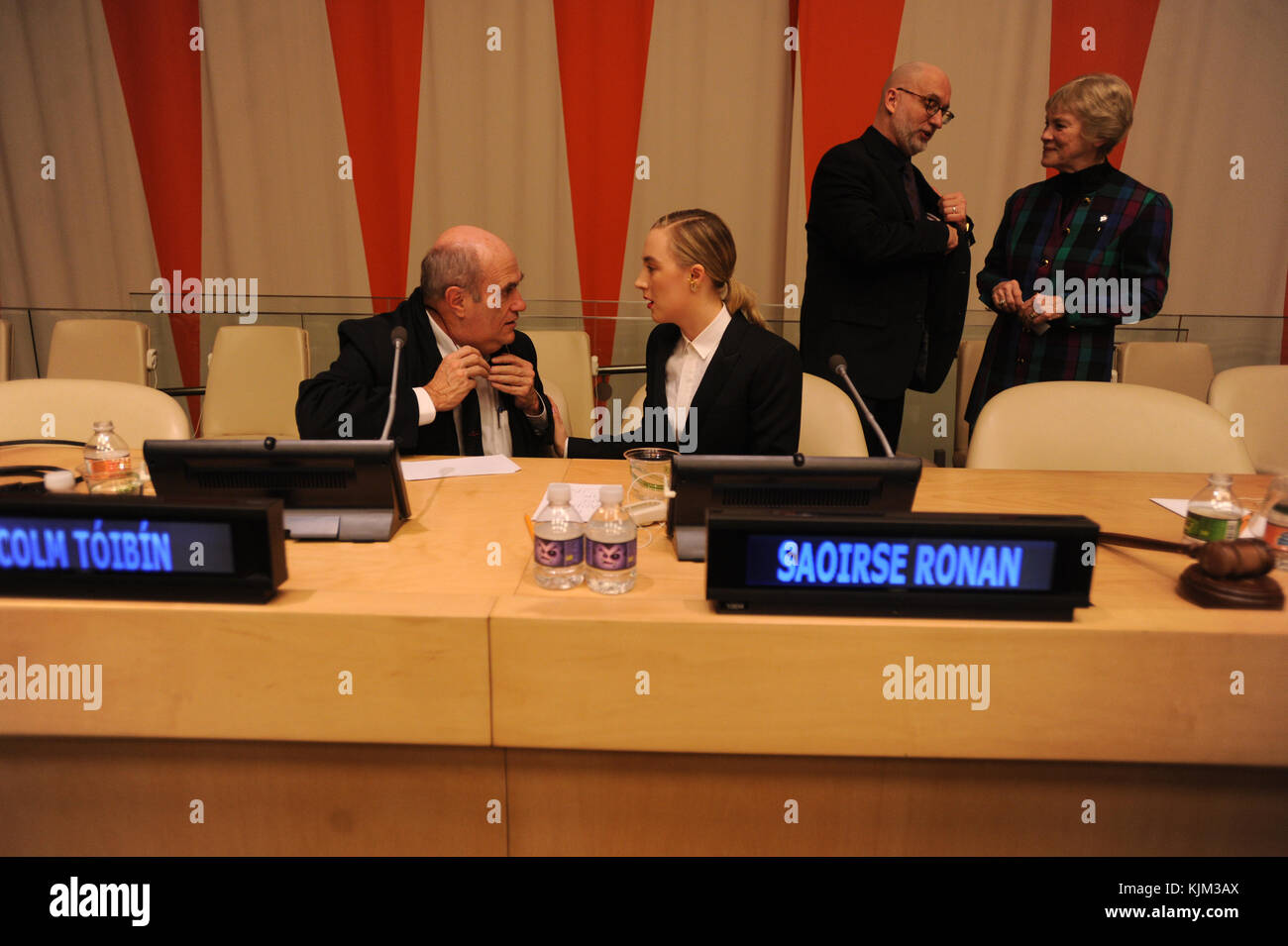 NEW YORK, NY - FEBRUARY 11: Novelist Colm Toibin and actress Saoirse ...