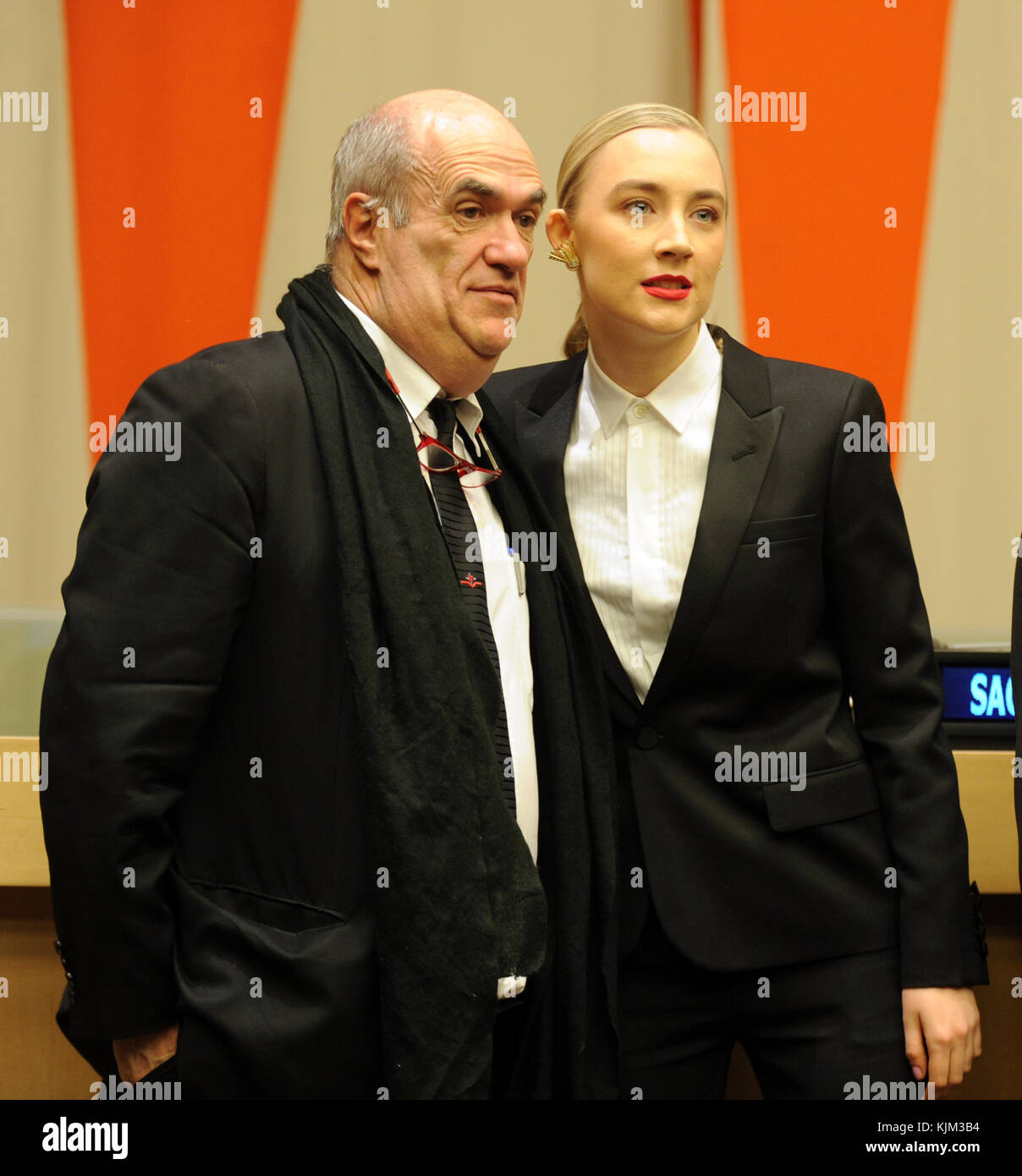 NEW YORK, NY - FEBRUARY 11: Novelist Colm Toibin and actress Saoirse ...