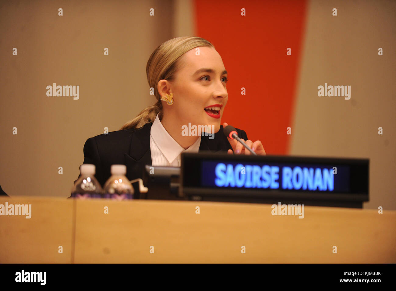 NEW YORK, NY - FEBRUARY 11: Novelist Colm Toibin and actress Saoirse ...