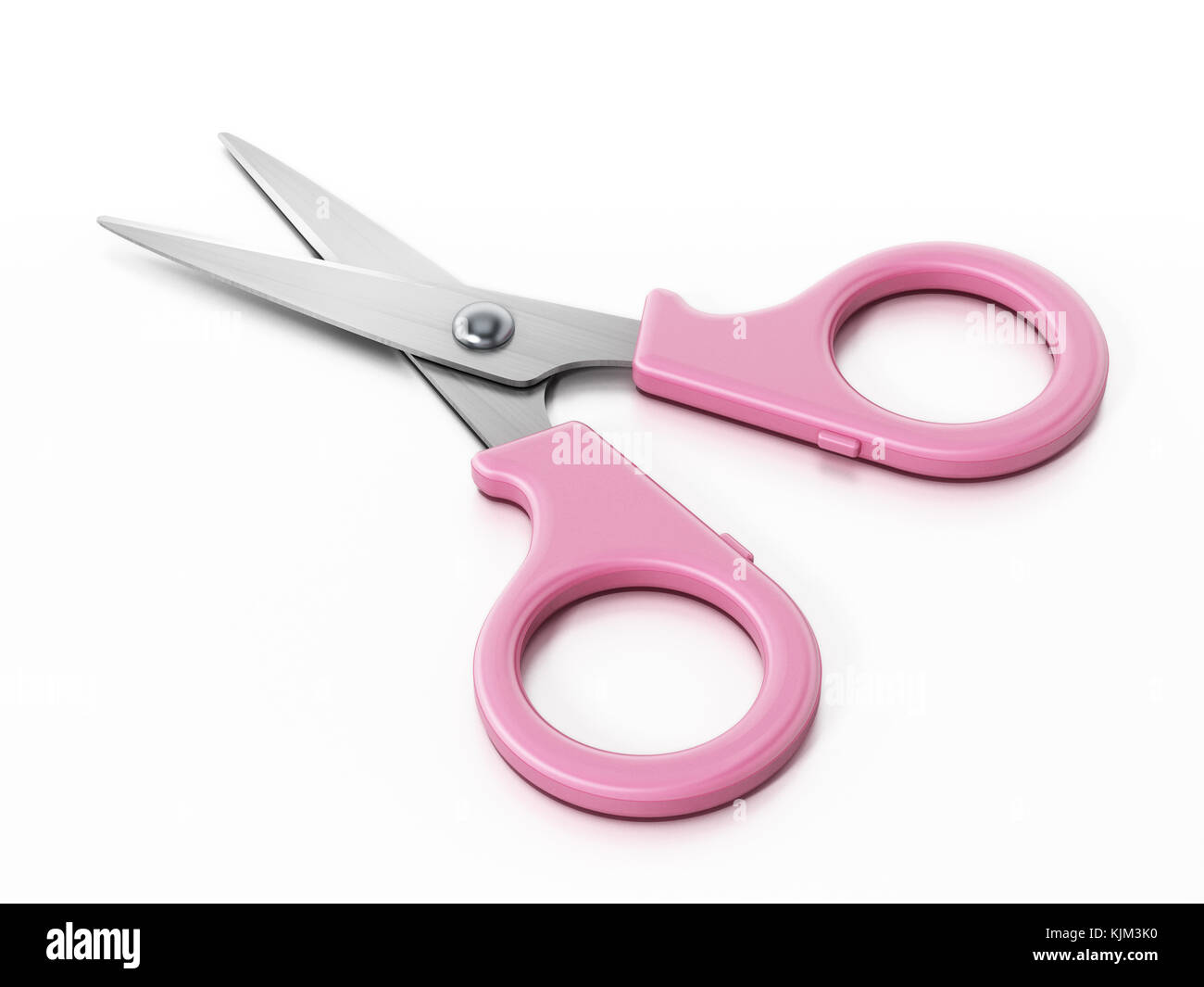 Pink kids' scissors isolated on white background. 3D illustration Stock ...