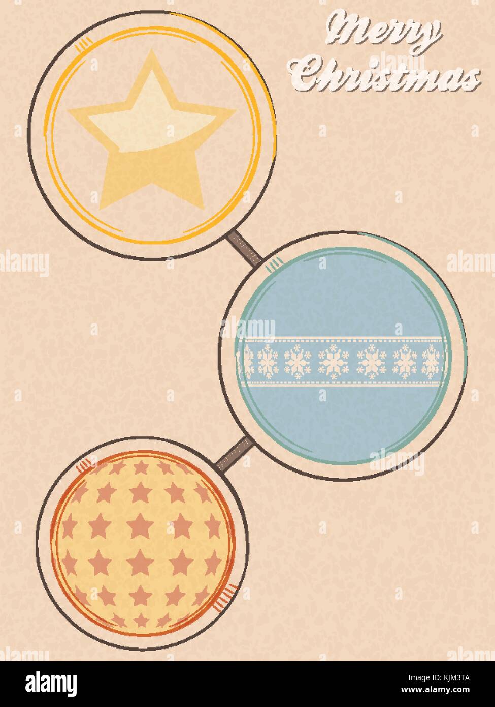 Brown Paper Christmas Card with Hand Drawing Style Connected Decorated ...