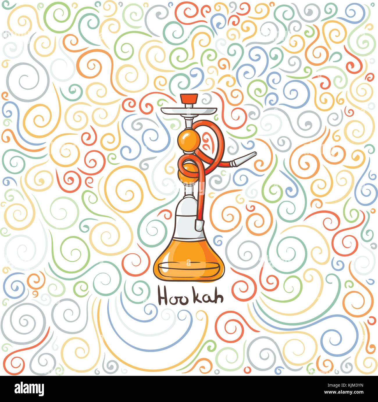 Hookah doodle illustration on patterned background. Vector image Stock ...