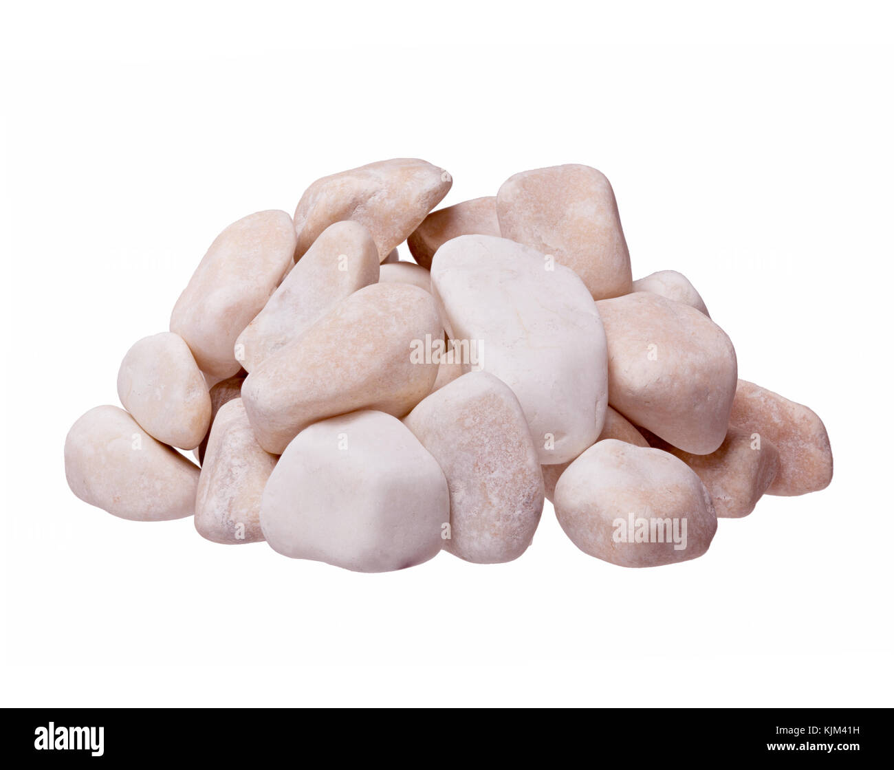 Smooth stones on white background Stock Photo - Alamy