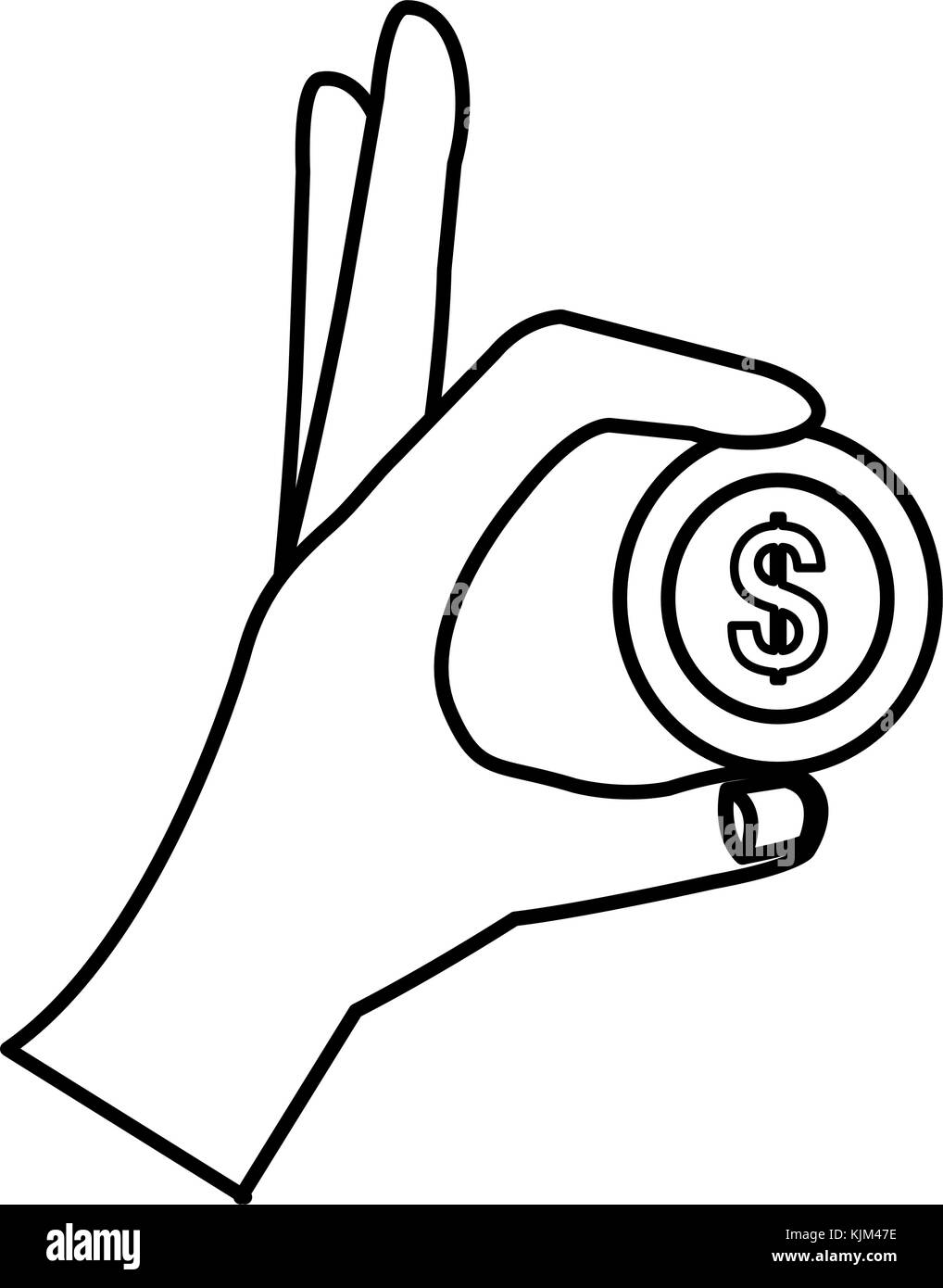 hand with coin money vector illustration design Stock Vector Image ...