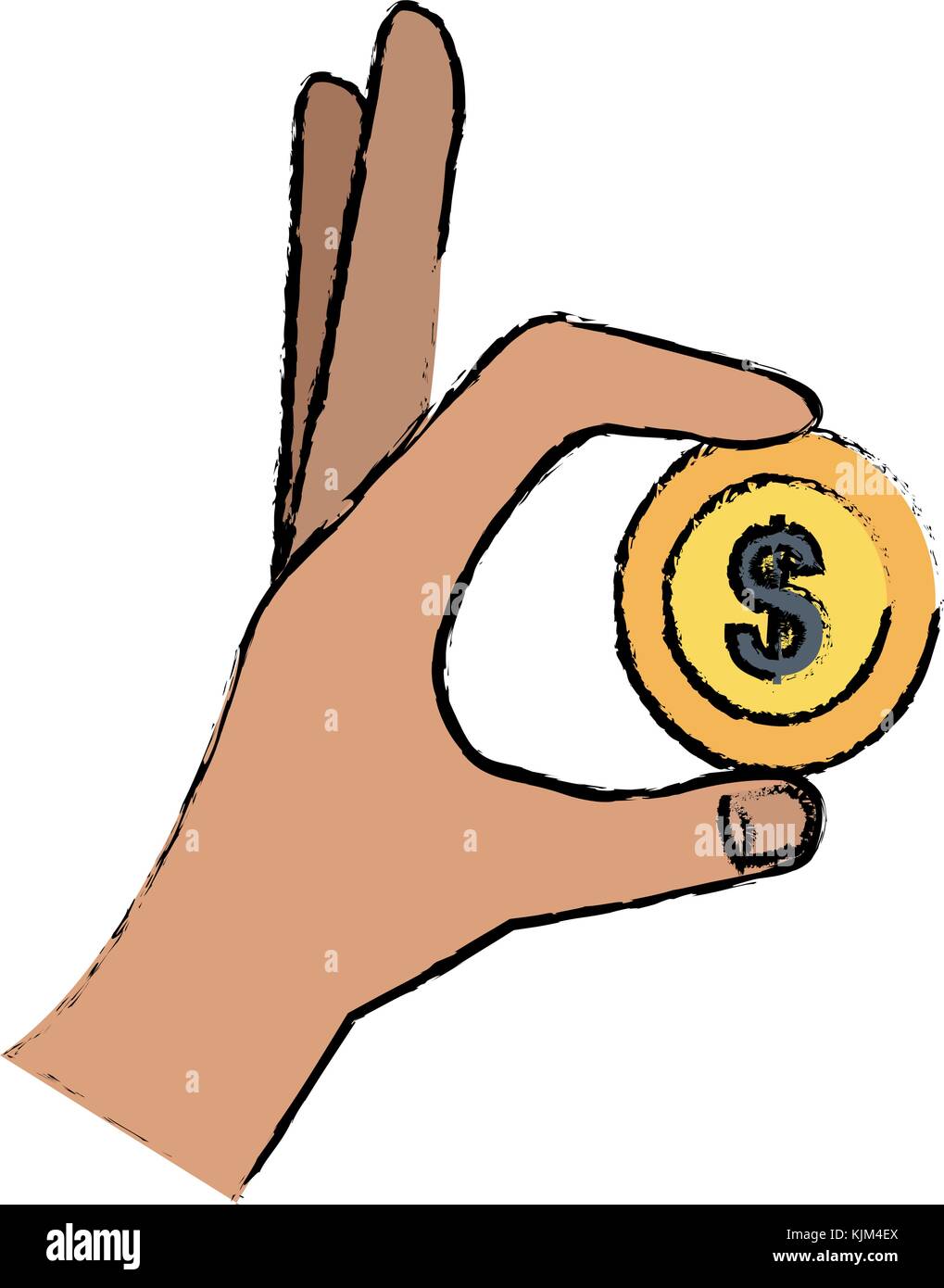 hand with coin money vector illustration design Stock Vector Image ...