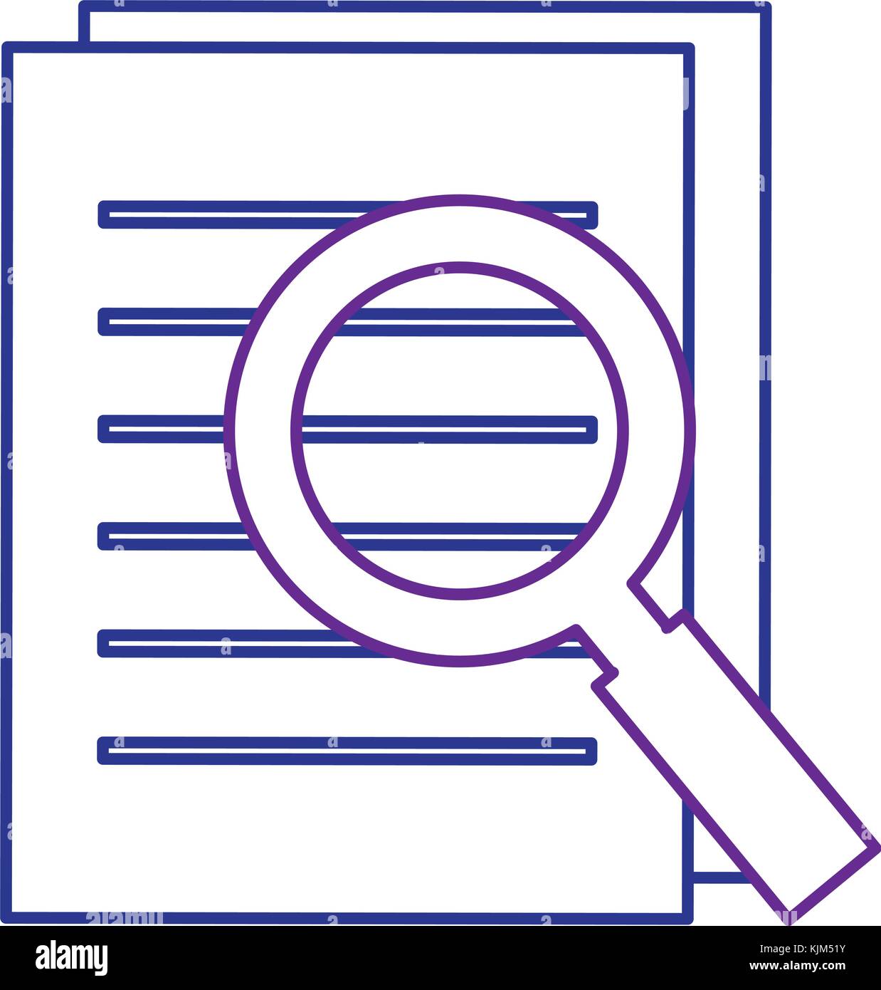 sheet of notebook with magnifying glass vector illustration design ...