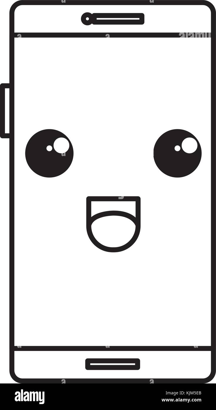smartphone device kawaii character vector illustration design Stock ...