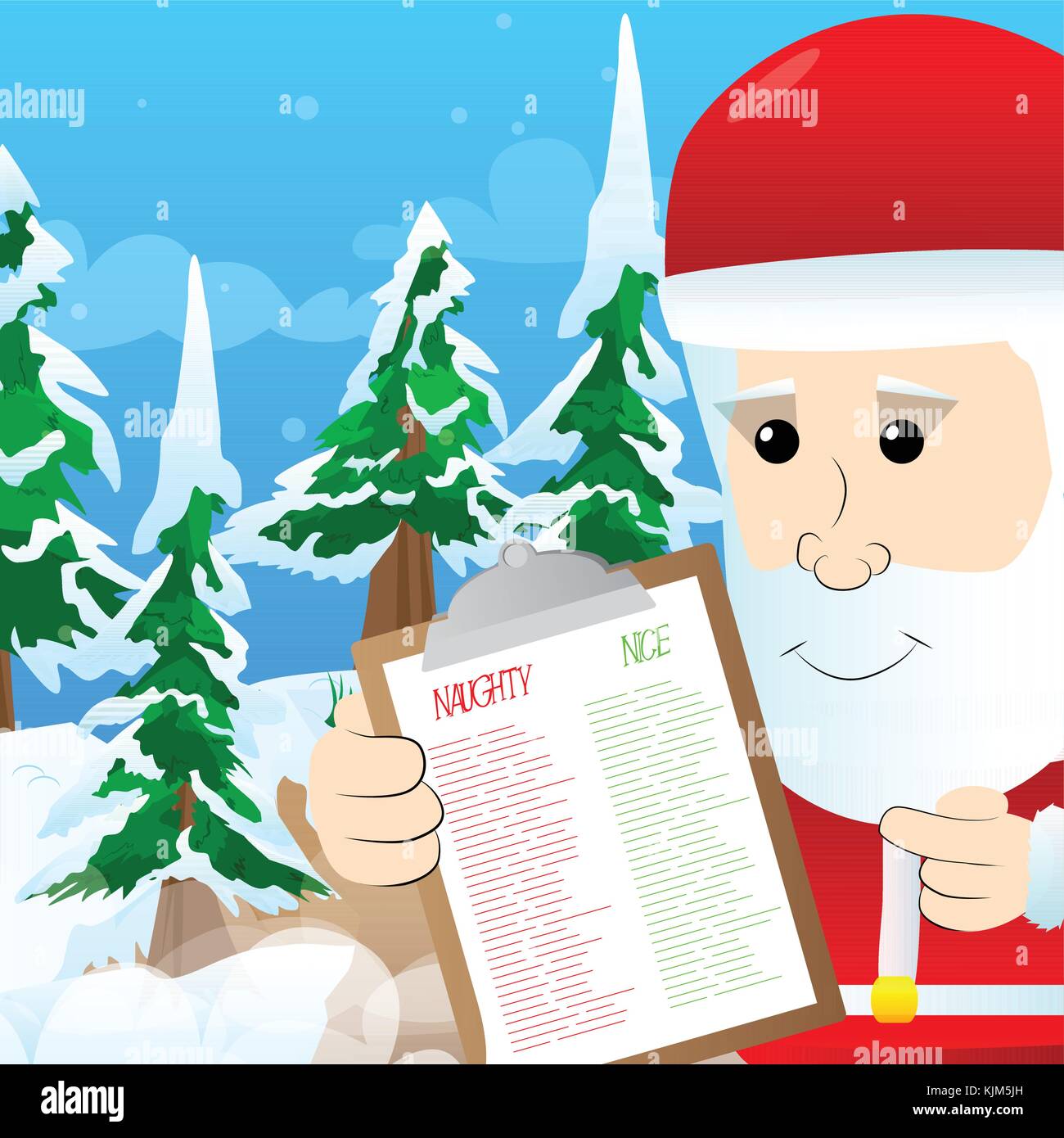 Santa Claus showing naughty or nice list . Vector cartoon character ... Santa Claus showing naughty or nice list . Vector cartoon character ...