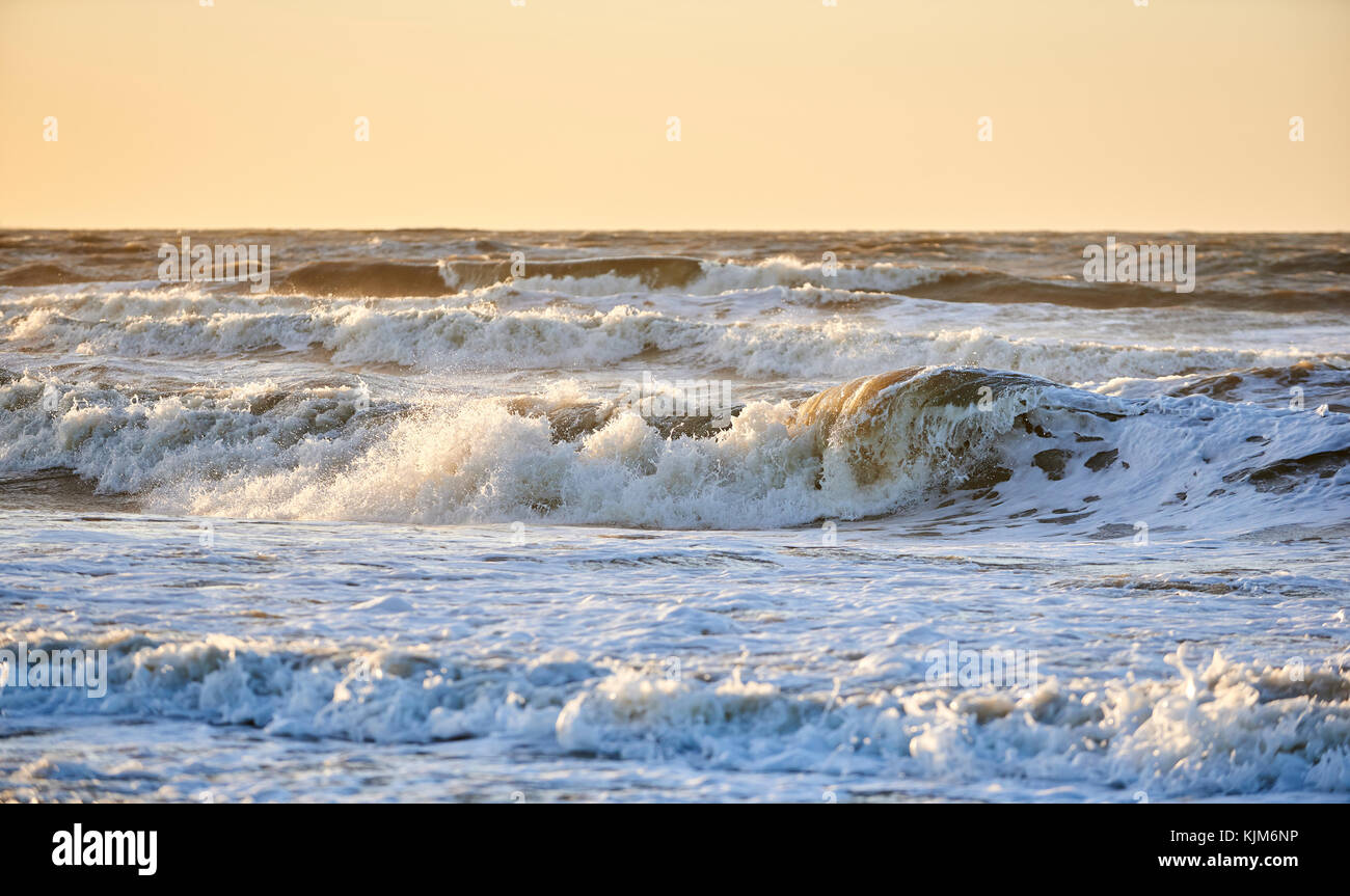 Wild sea with waves at the coast of The Hague, Netherlands Stock Photo ...