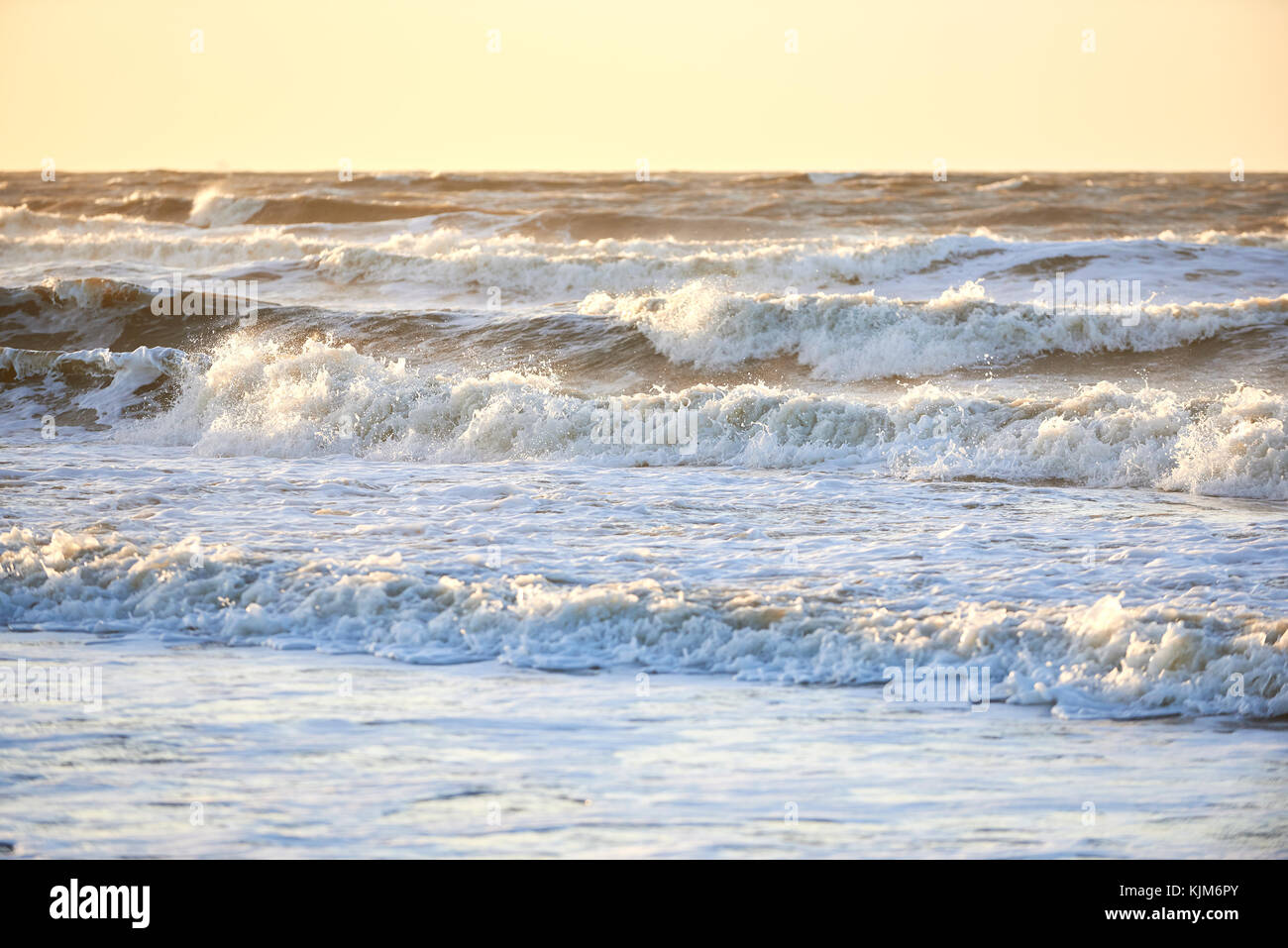Wild sea with waves at the coast of The Hague, Netherlands Stock Photo ...