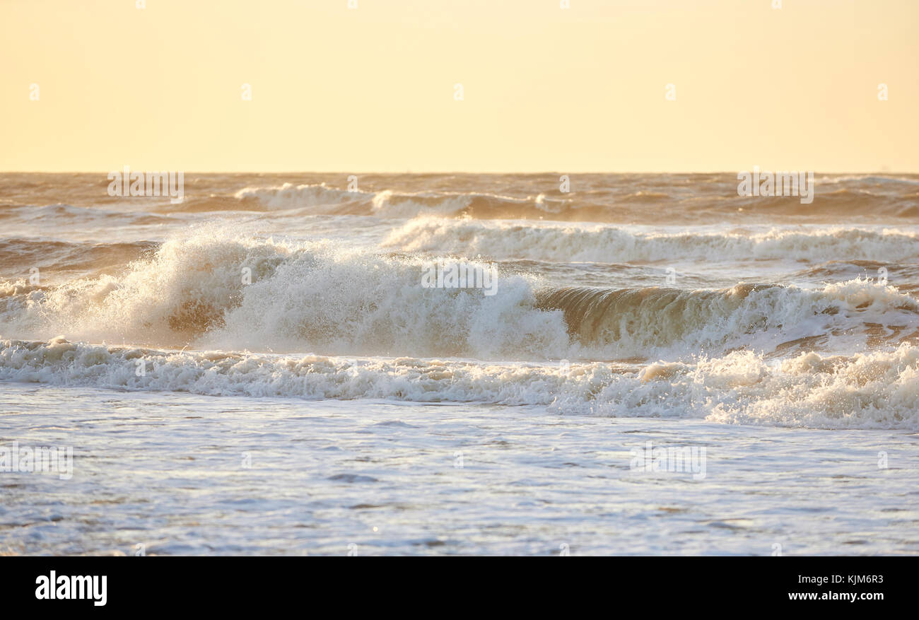 Wild sea with waves at the coast of The Hague, Netherlands Stock Photo ...