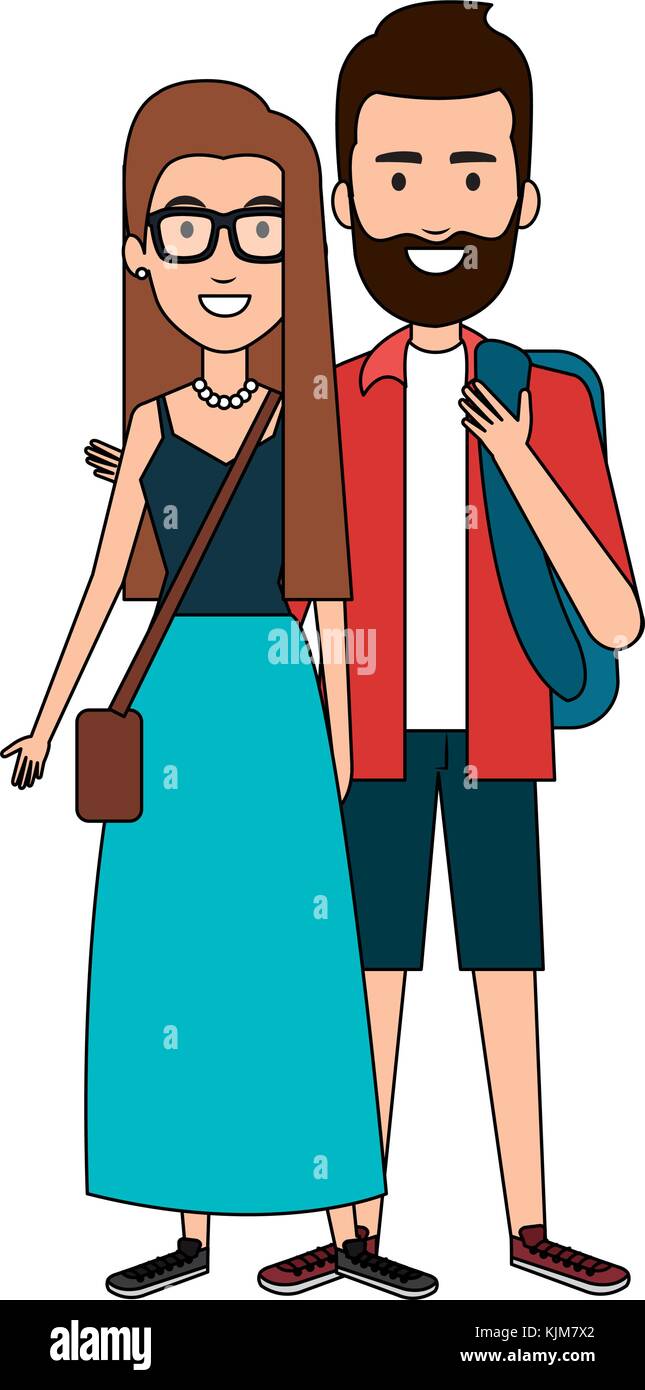students couple avatars characters vector illustration design Stock ...