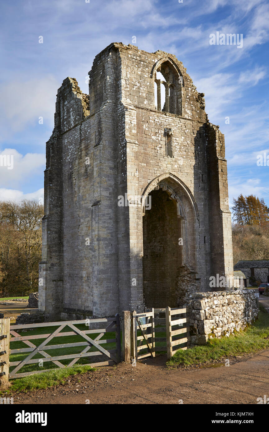 Detailed autumnal view of West Tower at Shap Abbey. Shap, Cumbria. Lake ...