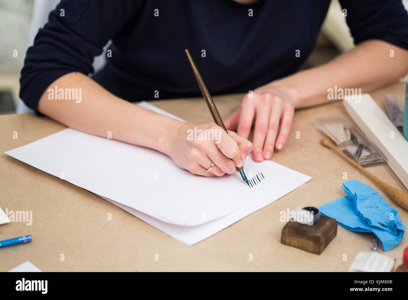 creativity, arts and crafts, painting cobcept. close up female arms of ...