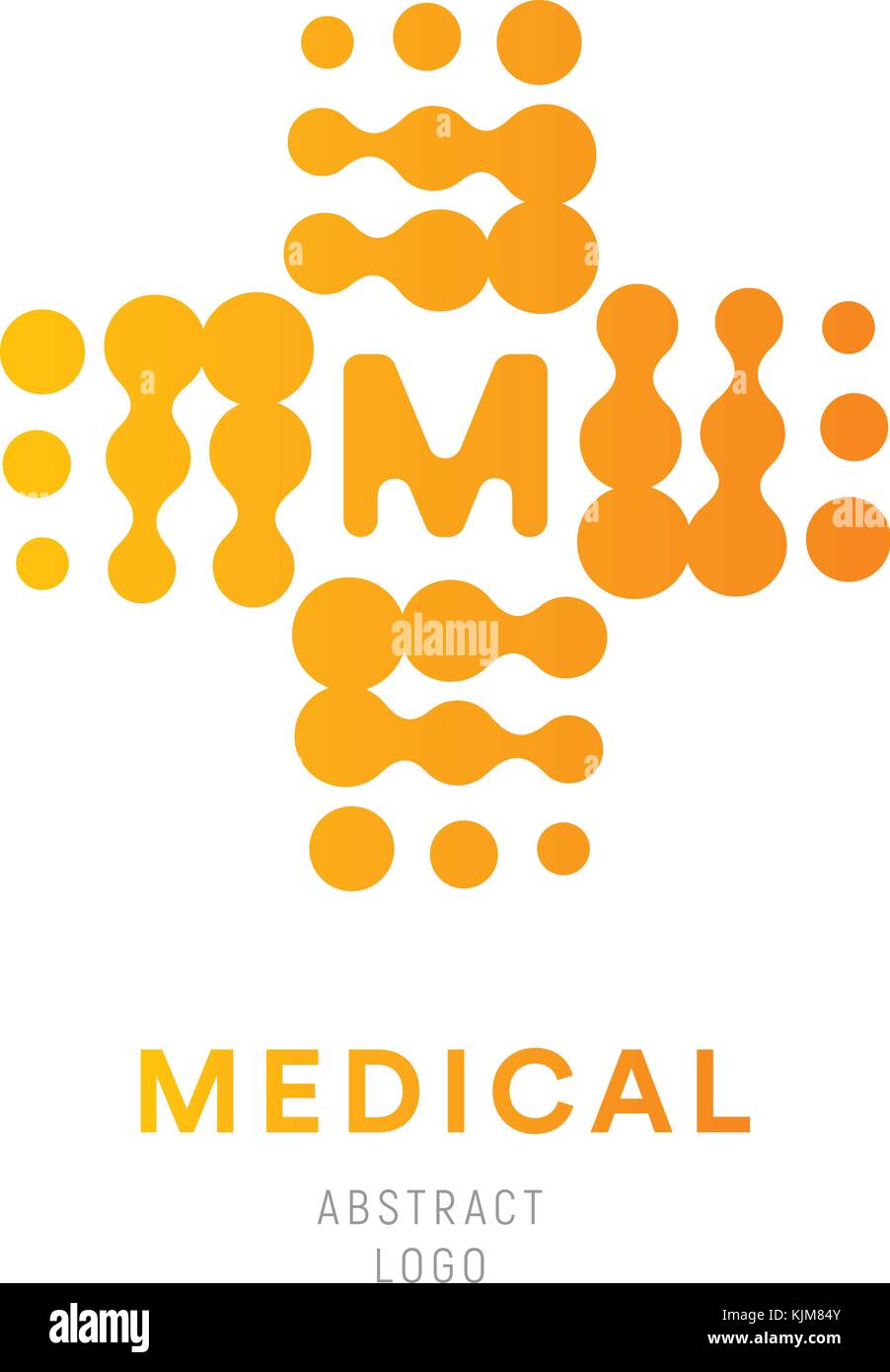 Halftone orange cross, plus symbol. Medical abstract logo. MRI scanning ...