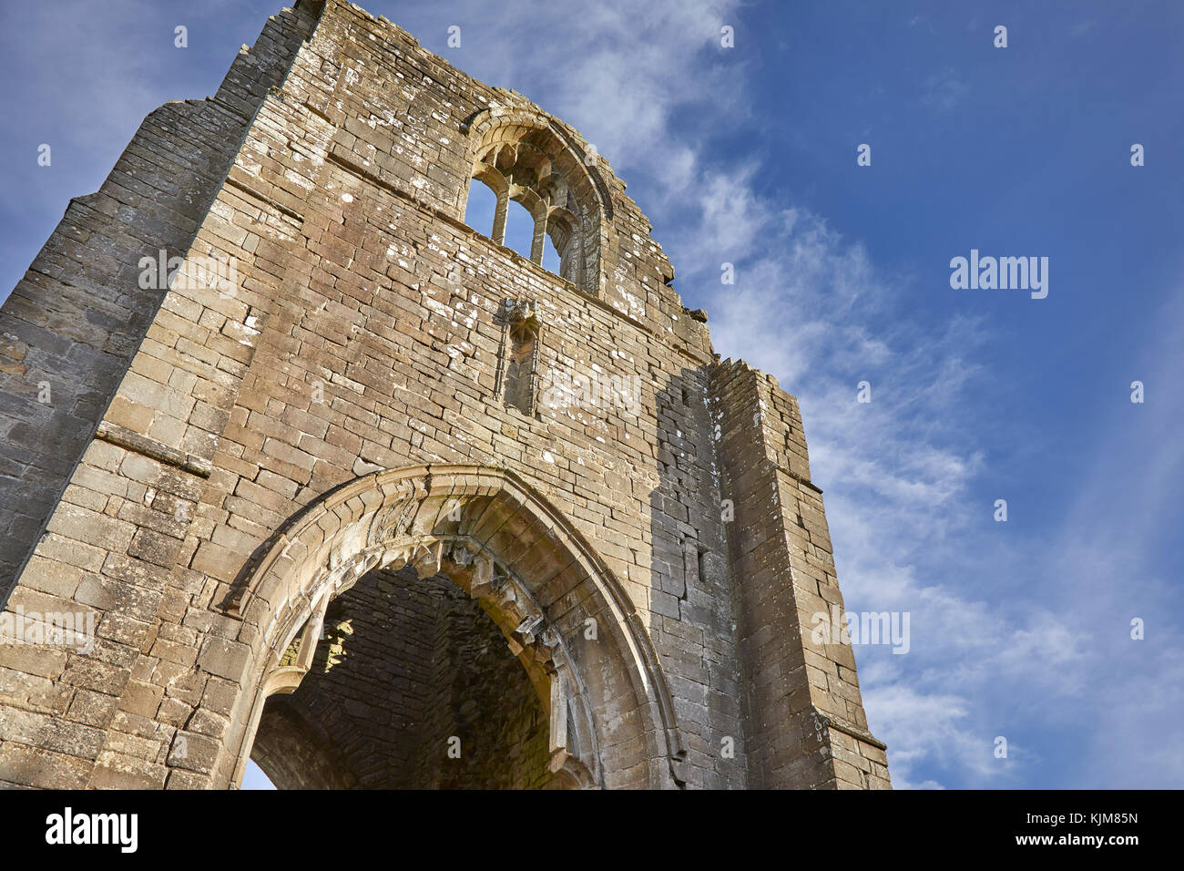 Detailed autumnal view of West Tower at Shap Abbey. Shap, Cumbria. Lake ...